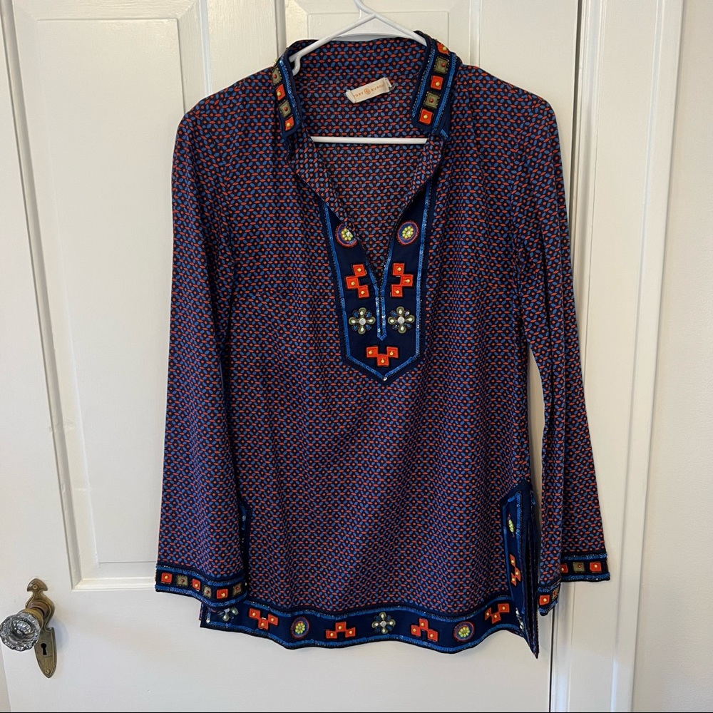 Tory Burch Tunic With Beautiful Beading Detail - Gem